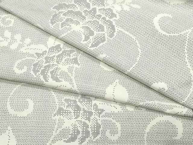 平和屋着物●本場大島紬　白大島　120亀甲　枝花文　正絹　逸品　CAAX1152vf