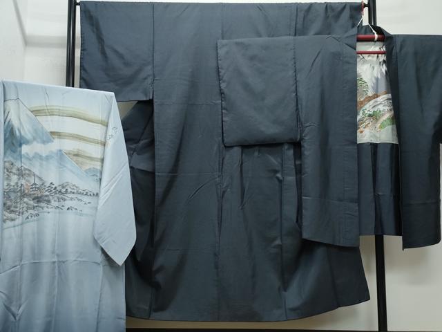 平和屋着物●男性　本場大島紬　アンサンブル・長襦袢セット　亀甲柄　正絹　逸品　CAAX1165vf