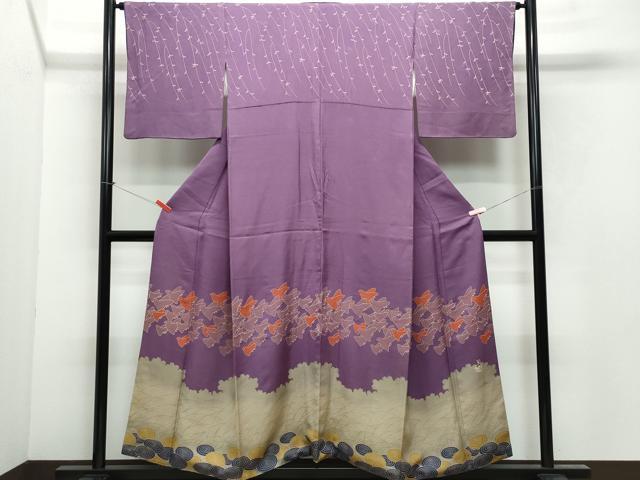 平和屋着物●人形作家・ホリヒロシ　訪問着　千鳥　吉祥丸文　正絹　逸品　CAAX1193vf