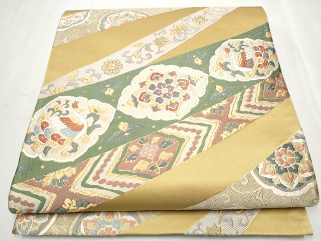 平和屋着物●六通柄袋帯　唐織　正倉院鳳凰花文　金糸　正絹　逸品　CAAX1220hy