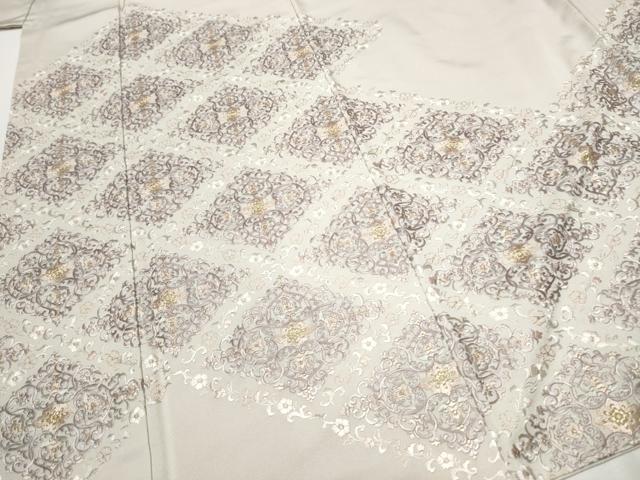平和屋着物●豪華色留袖　総刺繍　菱花唐草文　金糸　暁鼠色地　正絹　逸品　未使用　CAAX1223hy