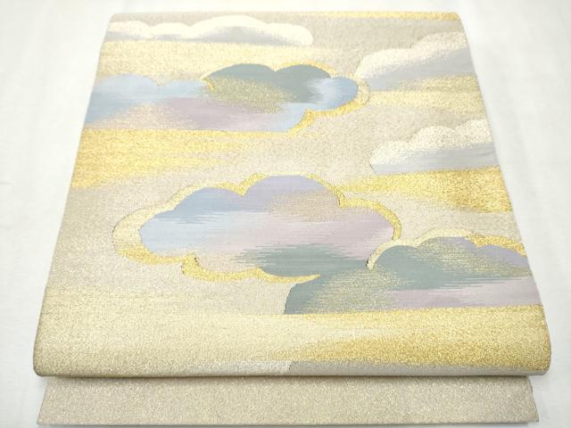 平和屋着物●太鼓柄袋帯　綴れ　雲重ね文　金銀糸　正絹　逸品　CAAX1248hy