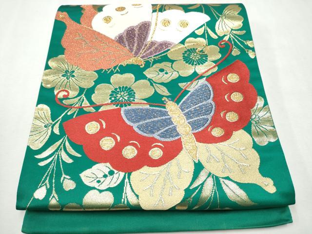 平和屋着物●唐織・西陣の老舗・名門・藤原織物　六通柄袋帯　能衣桜蝶文　金糸　正絹　逸品　未使用　CAAX1321hy