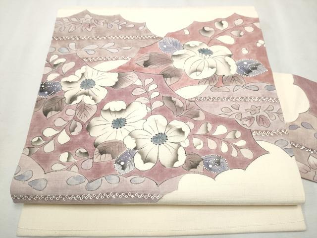 平和屋着物●九寸名古屋帯　紬地　辻が花　正絹　逸品　CAAX1328hy