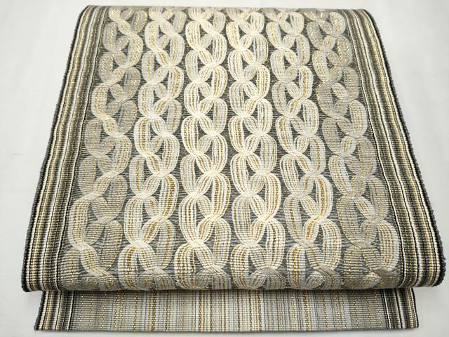 平和屋着物●ひなや工房　くむ・あむ・おる　伊豆蔵明彦　太鼓柄袋帯　吉祥文　金糸　正絹　逸品　CAAX1382hy