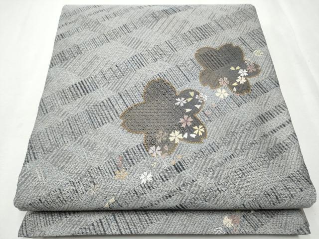 平和屋着物●中国三大刺繍　スワトウ相良刺繍　総刺繍　両面　太鼓柄袋帯　舞桜文　金糸　正絹　逸品　CAAX1397hy