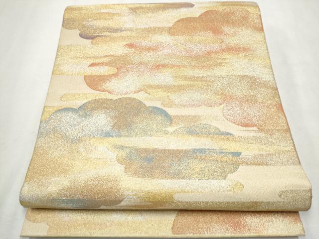 平和屋着物●六通柄袋帯　綴れ　雲重ねエ霞文　金銀糸　正絹　逸品　CAAX1414hy