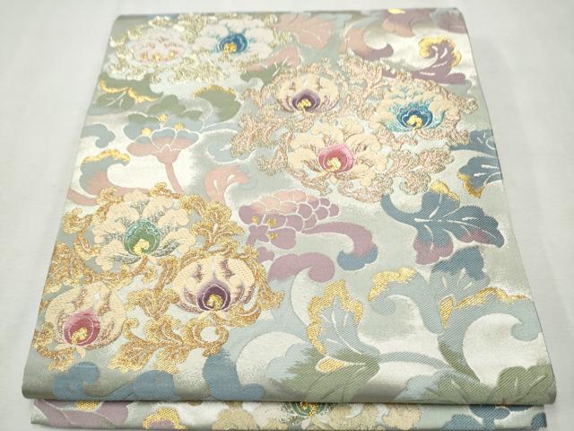 平和屋着物●六通柄袋帯　唐織　刻花当陽文　金糸　正絹　逸品　CAAX1426hy