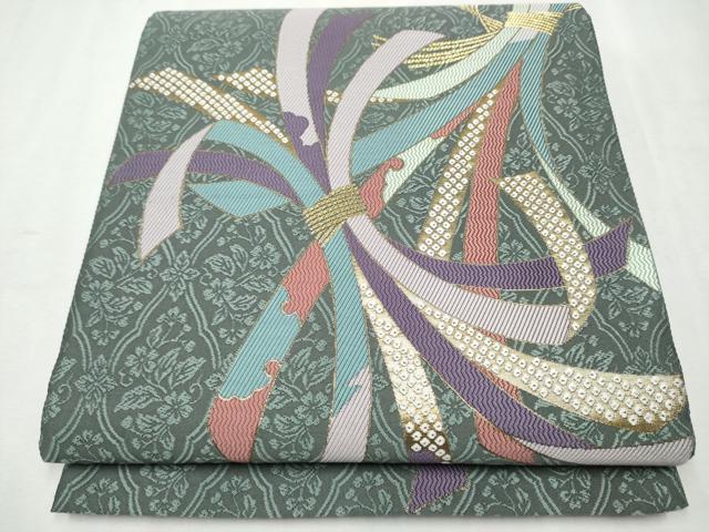 平和屋着物●六通柄袋帯　唐織　束ね熨斗花文　金糸　正絹　逸品　CAAX1432hy