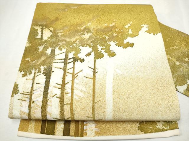 平和屋着物●九寸名古屋帯　樹林文　金彩　正絹　逸品　CAAX1446hy