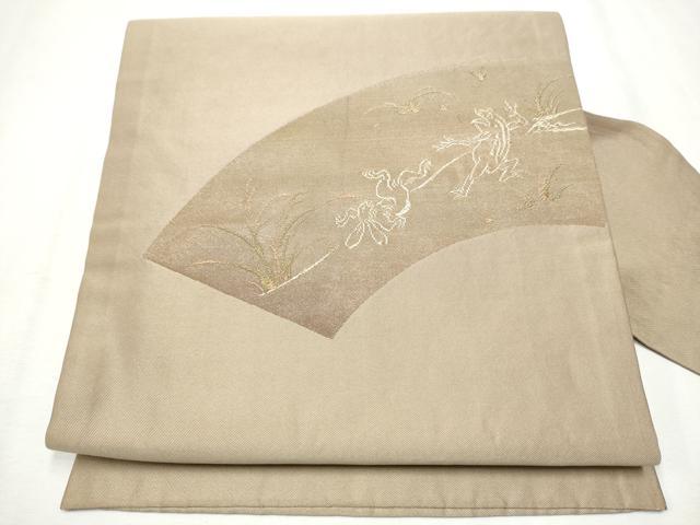 平和屋着物●九寸名古屋帯　刺繍　鳥獣戯画　正絹　逸品　CAAX1452hy