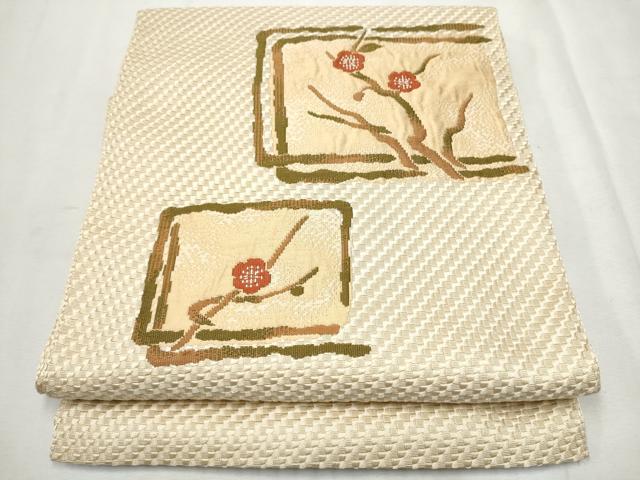 平和屋着物●本場筑前博多織　八寸名古屋帯　枝梅文　正絹　逸品　CAAX1460hy