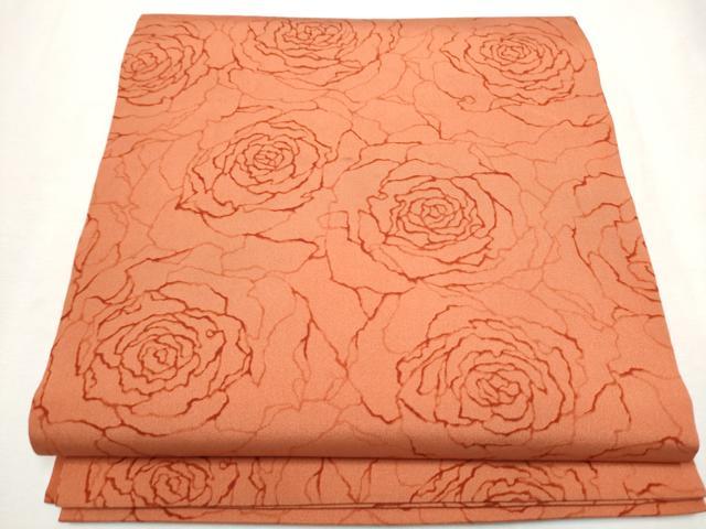 平和屋着物●塩瀬　全通柄　九寸開き名古屋帯　薔薇　正絹　逸品　CAAX1467hy