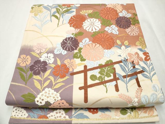 平和屋着物●六通柄袋帯　唐織　嵯峨野山荘　金糸　正絹　逸品　CAAX1481hy