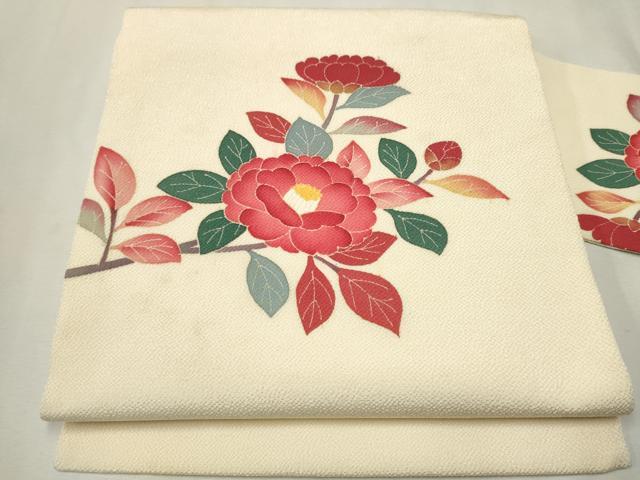 平和屋着物○本加賀友禅作家 和田与吉 九寸名古屋帯 型染め 枝椿 鬼