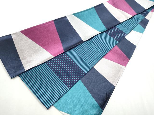 平和屋着物●撫松庵　両面　半幅帯　切嵌文　銀糸　CAAX1534hy