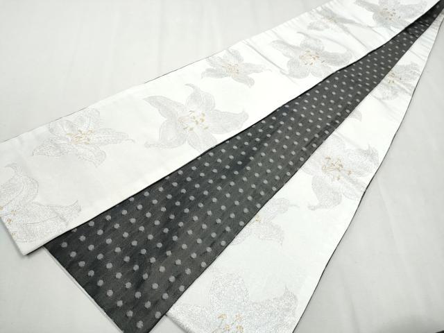 平和屋着物●両面　半幅帯　カトレア　金銀糸　CAAX1536hy