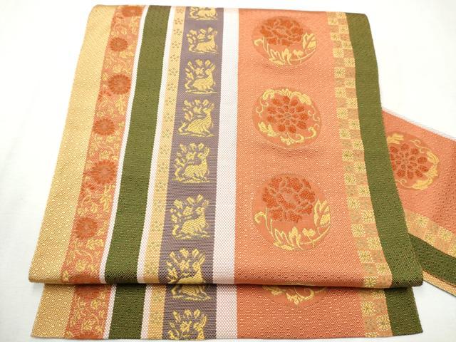 平和屋着物●本場筑前博多織　八寸名古屋帯　花間道　正絹　逸品　CAAX1556hy