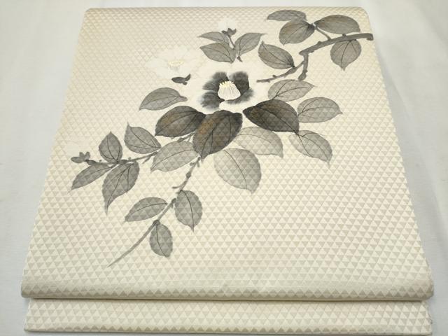 平和屋着物●九寸開き名古屋帯　作家物　枝椿　金彩　正絹　逸品　未使用　CAAX1573hy