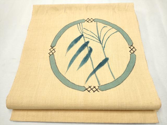 平和屋着物●八寸名古屋帯　作家物　紬地　枝葉丸文　正絹　逸品　CAAX1580hy