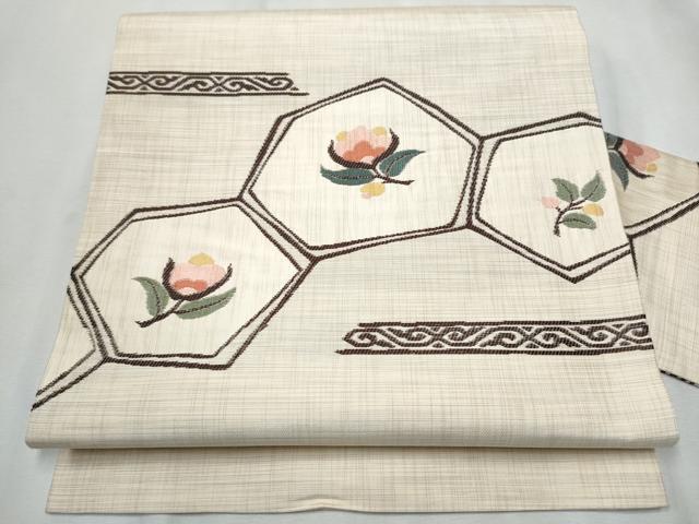 平和屋着物●九寸名古屋帯　枝花文　正絹　逸品　CAAX1594hy