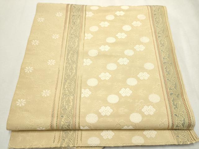 平和屋着物●八寸名古屋帯　花唐草間道　正絹　逸品　CAAX1598hy