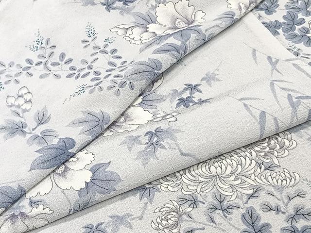 平和屋着物▽小紋　単衣　草花文　洗える着物　CAAX2444xi