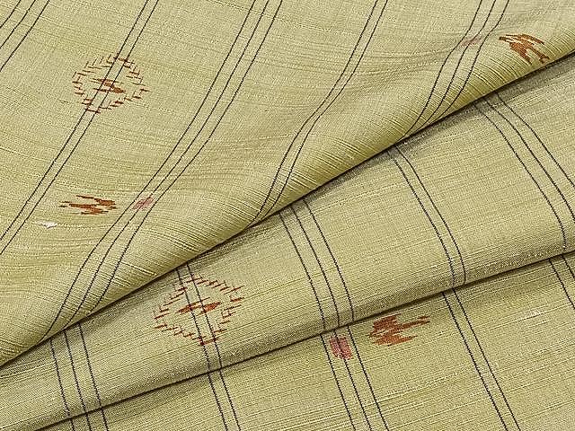 平和屋着物▽上質な紬　単衣　琉球絣文様　正絹　逸品　CAAX2465xi