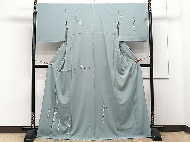 平和屋着物▽訪問着　単衣　舞扇花文　正絹　逸品　CAAX2483xi