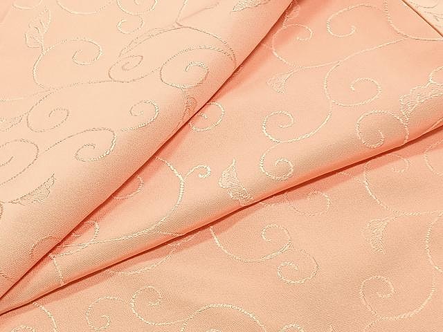 平和屋着物▽上質な色無地　単衣　唐草地紋　肉桂色　正絹　逸品　CAAX2505xi