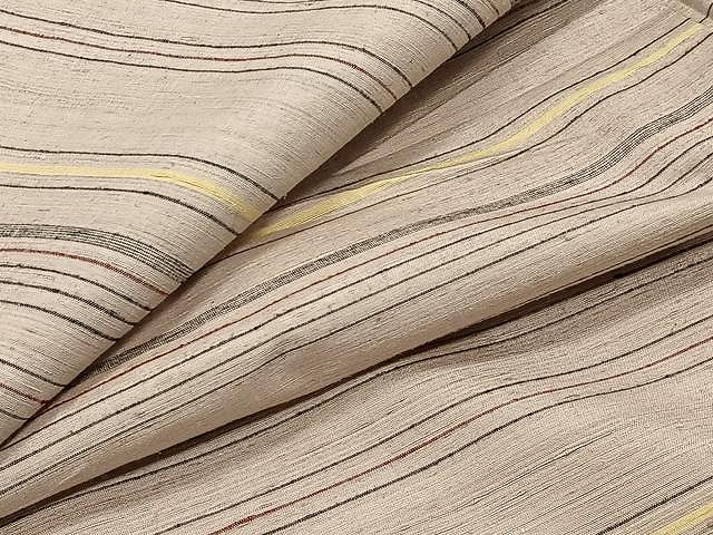 平和屋着物▽上質な紬　単衣　横段文　正絹　逸品　CAAX2508xi