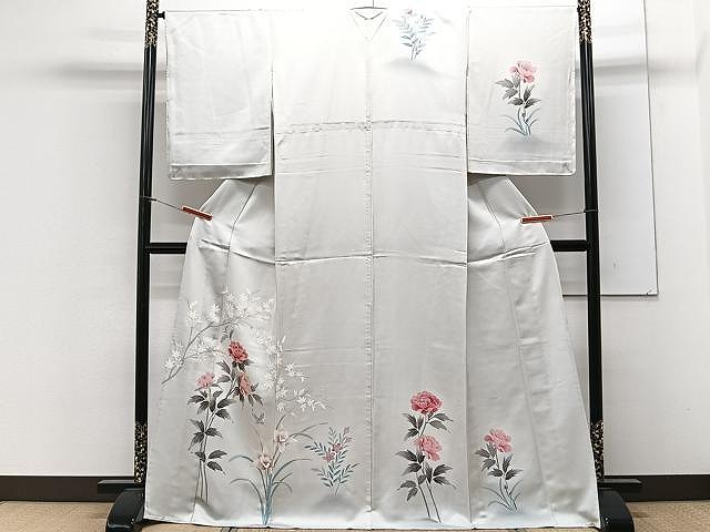 平和屋着物▽訪問着　単衣　花蝶文　正絹　逸品　CAAX2511xi