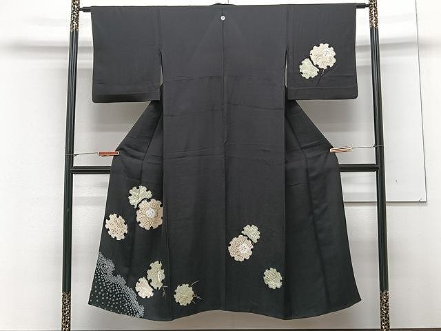 平和屋着物▽訪問着　単衣　絞り　雪輪花文　金彩　正絹　逸品　CAAX2512xi