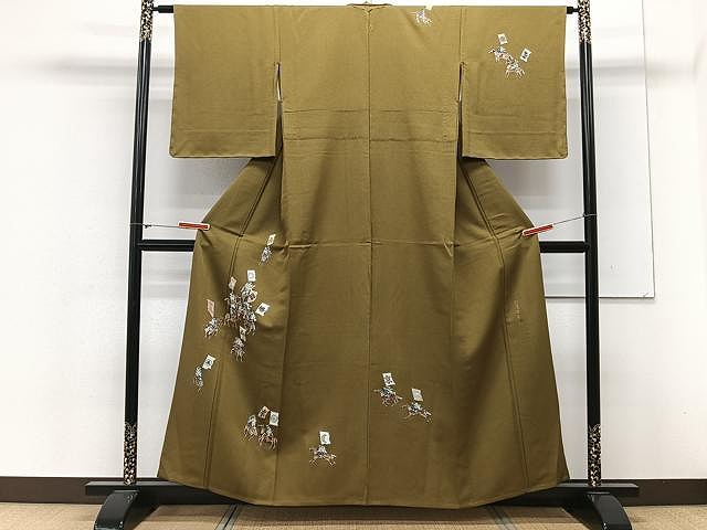 平和屋着物▽訪問着　単衣　人物文　正絹　逸品　CAAX2515xi