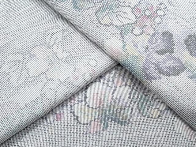 平和屋着物●本場大島紬　白大島　7マルキ　葡萄蔦の葉文　正絹　逸品　CAAX3050th