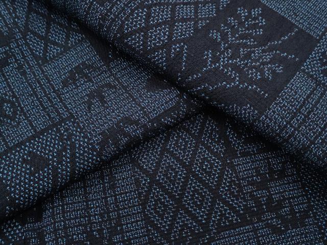 平和屋着物●本塩沢　短冊草花文　正絹　逸品　CAAX3052th