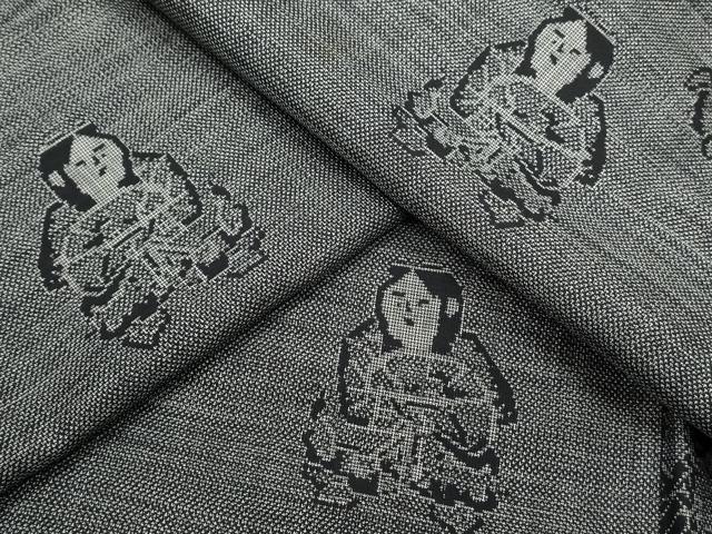 平和屋着物●本場大島紬　9マルキ　人物文　正絹　逸品　CAAX3059th