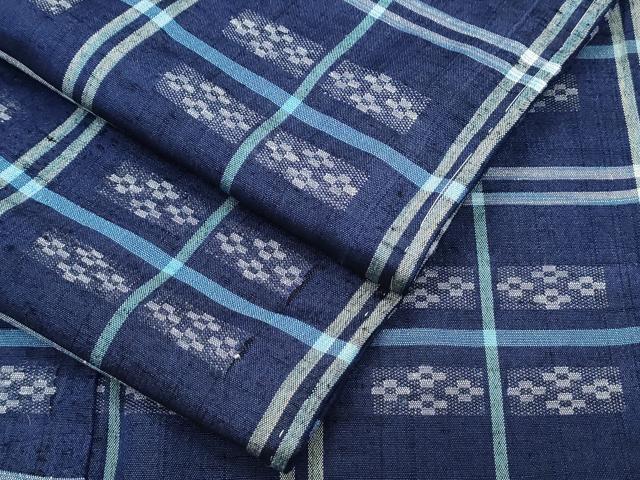 平和屋着物●上質な紬　花織　亀甲花文　正絹　逸品　CAAX3074th