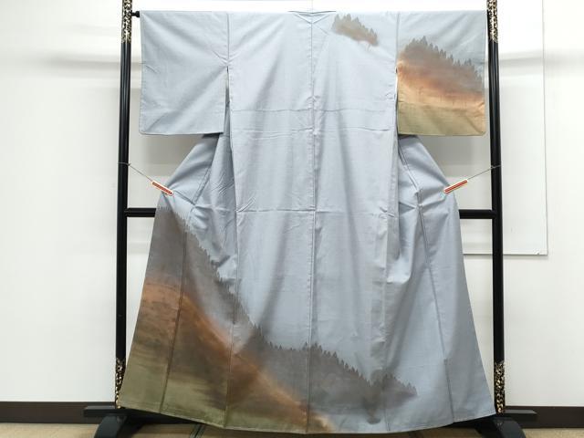 平和屋着物●訪問着　紬地　風景文　正絹　逸品　CAAX3088th