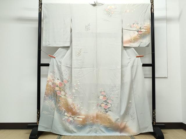 平和屋着物●訪問着　作家物　駒刺繍　籬花文　暈し染め　金彩　正絹　逸品　CAAX3095th