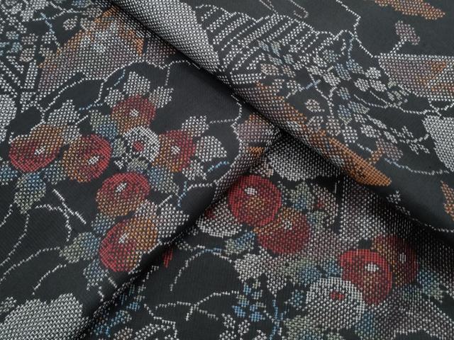 平和屋着物●本場大島紬　9マルキ　雲重ね花文　正絹　逸品　未使用　CAAX3097th