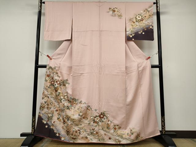 平和屋着物●訪問着　鴛鴦花文　暈し染め　金彩　正絹　逸品　CAAX4420ut