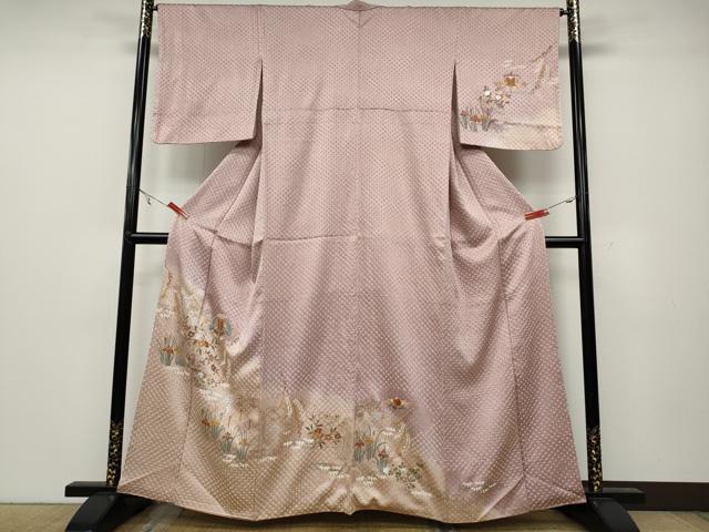 平和屋着物●訪問着　絞り　刺繍　流水吉祥花文　暈し染め　金銀彩　正絹　逸品　CAAX4421ut