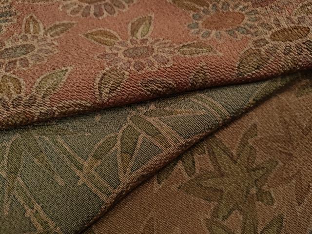 平和屋着物●上質な小紋　吉祥草花文　鬼しぼ縮緬　正絹　逸品　未使用　CAAX4427ut