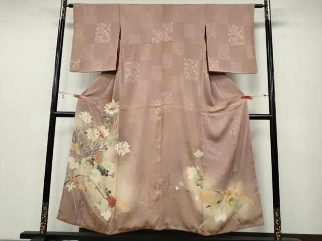 平和屋着物●アンティーク　大正ロマン　色留袖　刺繍　草花文　暈し染め　正絹　逸品　CAAX4437ut