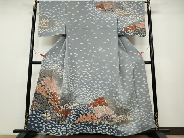 平和屋着物●訪問着　刺繍　草花尽くし　暈し染め　金彩　正絹　逸品　CAAX4446ut
