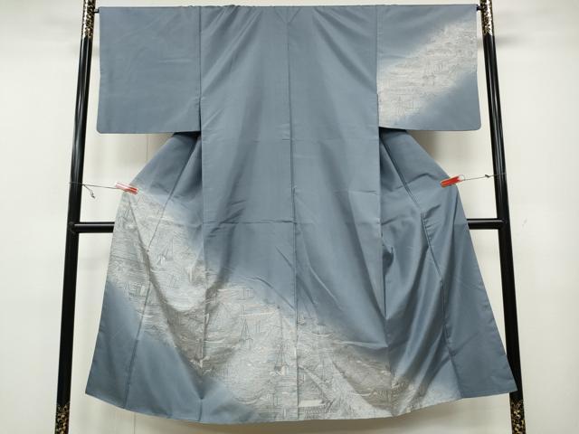 平和屋着物●男性　訪問着　本場染大島紬　立波舟文　正絹　逸品　CAAX4490ut