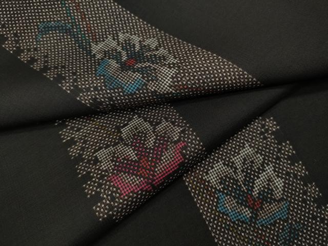 平和屋着物●本場大島紬　7マルキ　花唐草間道　正絹　逸品　CAAX4501ut