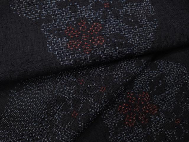 平和屋着物●結城紬　100亀甲　雪輪花文　正絹　逸品　CAAX4523ut