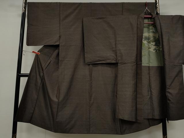 平和屋着物●男性　本場大島紬　アンサンブル　格子柄　正絹　逸品　CAAX4571ut